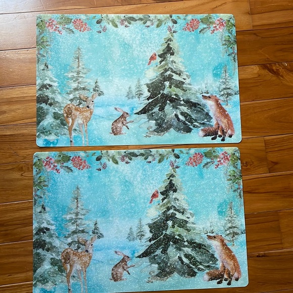 Source Unknown | Dining | Winter Theme Vinyl Placemat Set Woodland ...